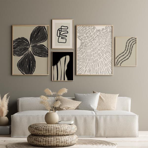 SET OF 5 (ABSTRACT BEIGE COLOR BACKGROUND) – Frames Galleriaa