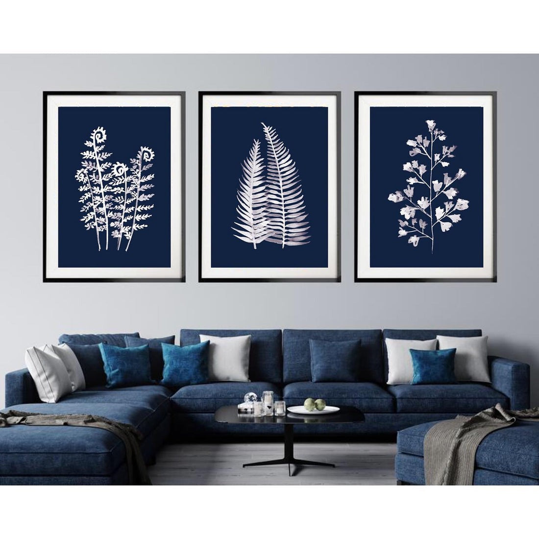 Navy Blue Fern Wall Art – Frames Galleriaa